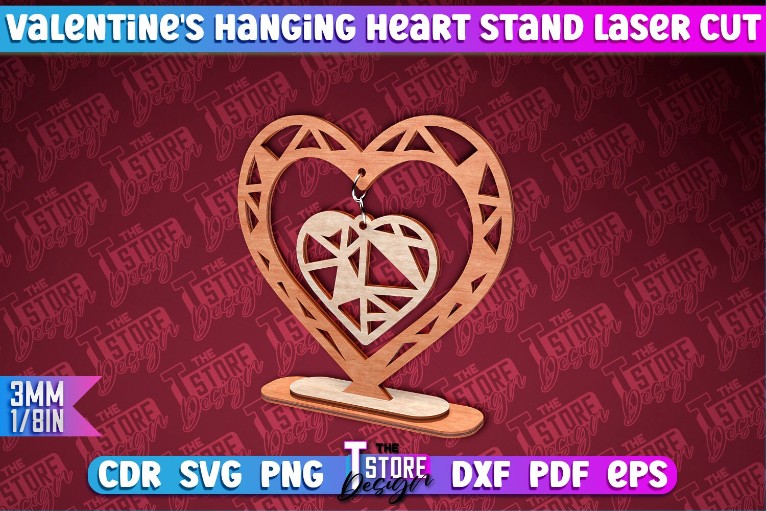 Valentine's Hanging Heart Stand Laser File | Heart Stand Laser Design ...