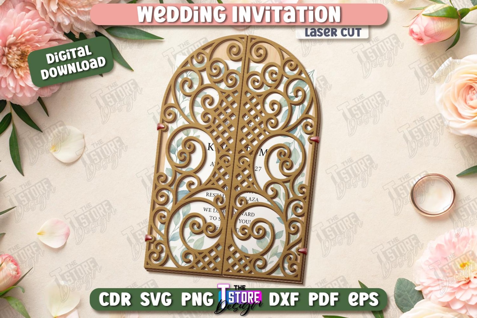 Wedding Invitation Laser Cut Bundle, 3D Wooden Wedding Invitation ...