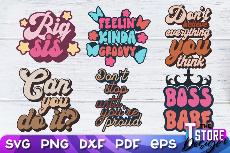 Retro Quotes SVG Bundle Retro Hippie SVG Vintage SVG V.2 - Etsy