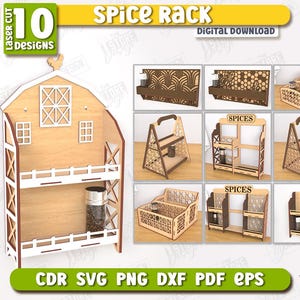 Spice Rack Lasercut Bundle, Wooden Spice Caddy, Kitchen Spice ...