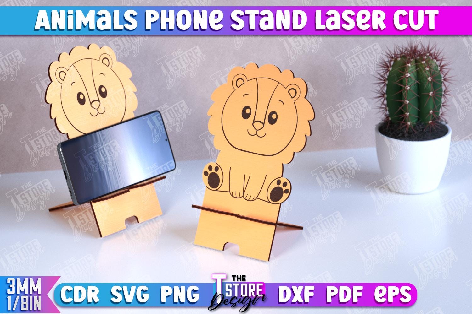 3D Animals Phone Stands Laser Cut SVG, Cell Phone Stand Bundle, Animal ...