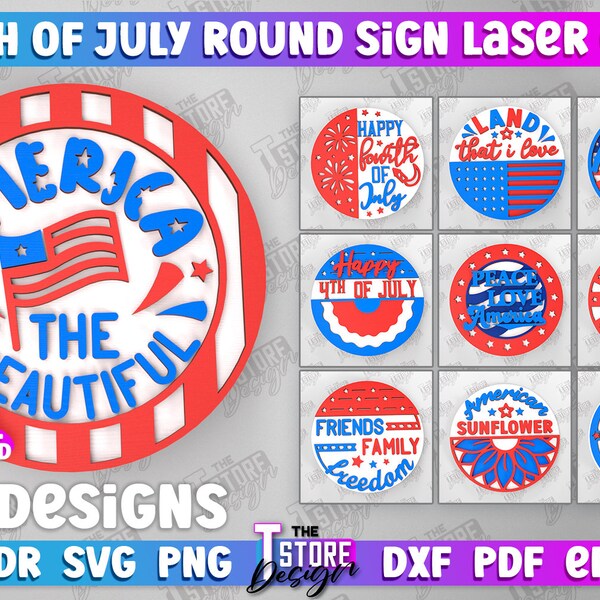 4th of July Round Sign - Etsy
