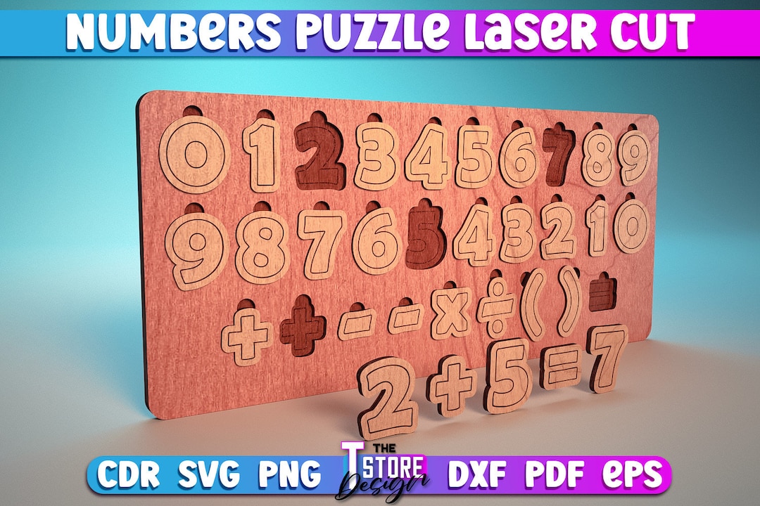 Numbers Puzzle Laser Cut | Children SVG Design | Laser Cut Files | Game ...