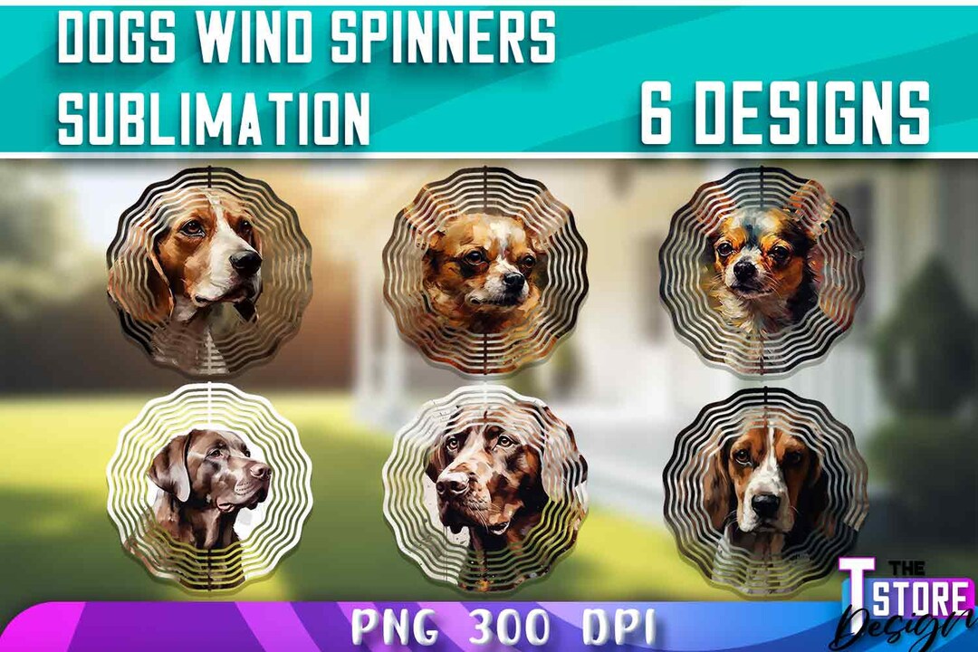 Dogs Wind Spinners Sublimation Bundle | Dog Wind Spinner PNG Design ...