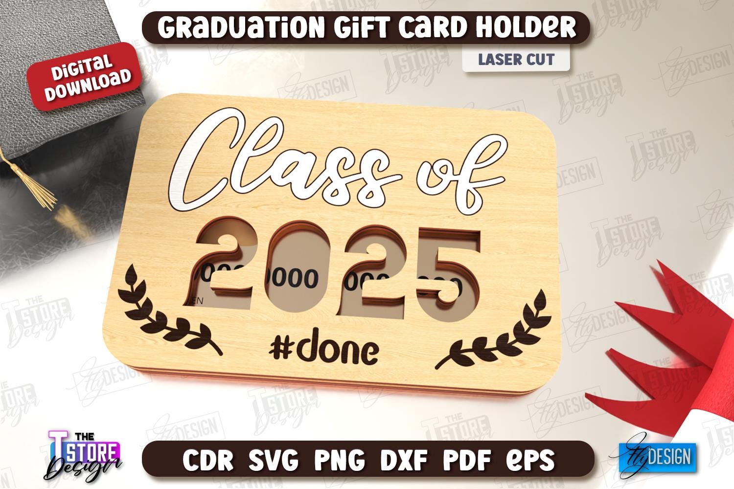 Graduation Gift Card Holder Laser Cut Bundle, Class of 2025 SVG ...