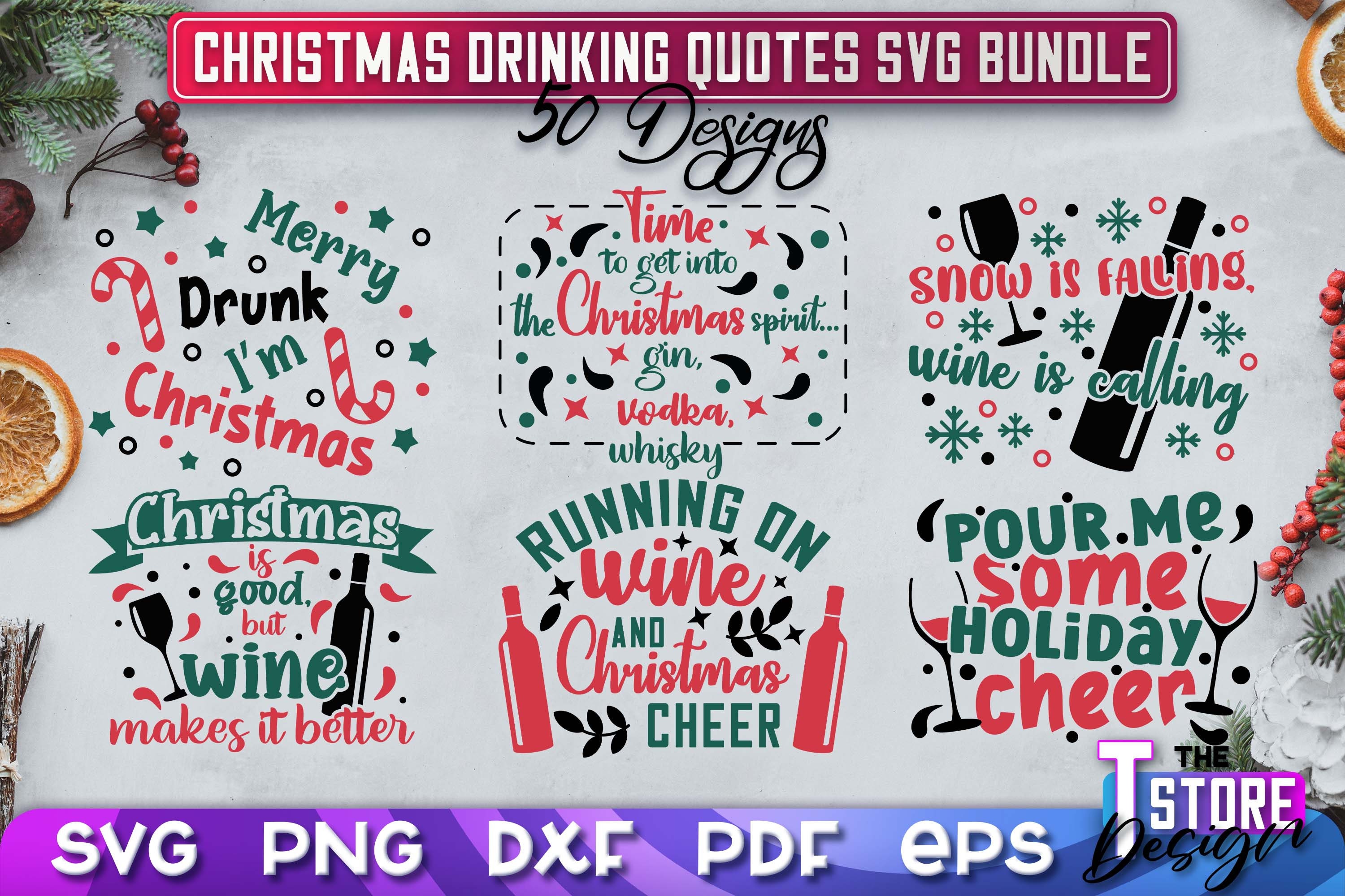 Christmas Drinking Quotes SVG Bundle | Christmas Design - Etsy