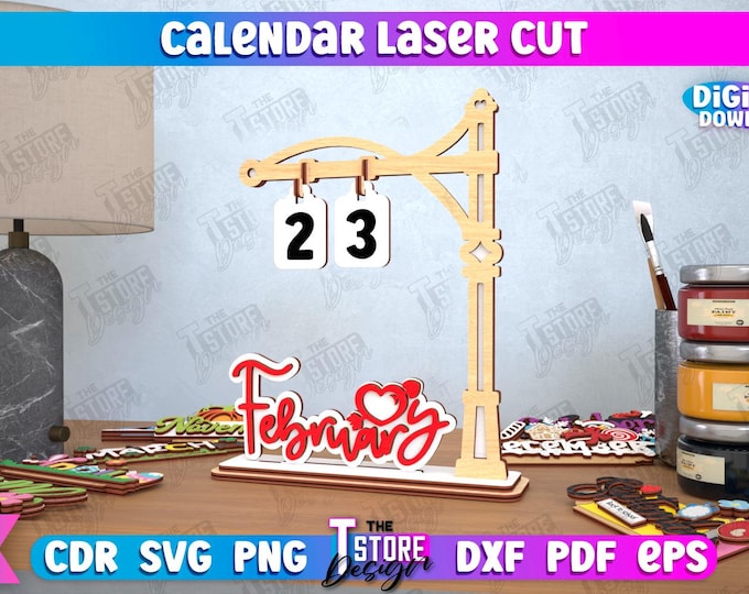 Calendar Laser Cut Bundle, 3D Perpetual Calendar Laser Cut, Desk ...