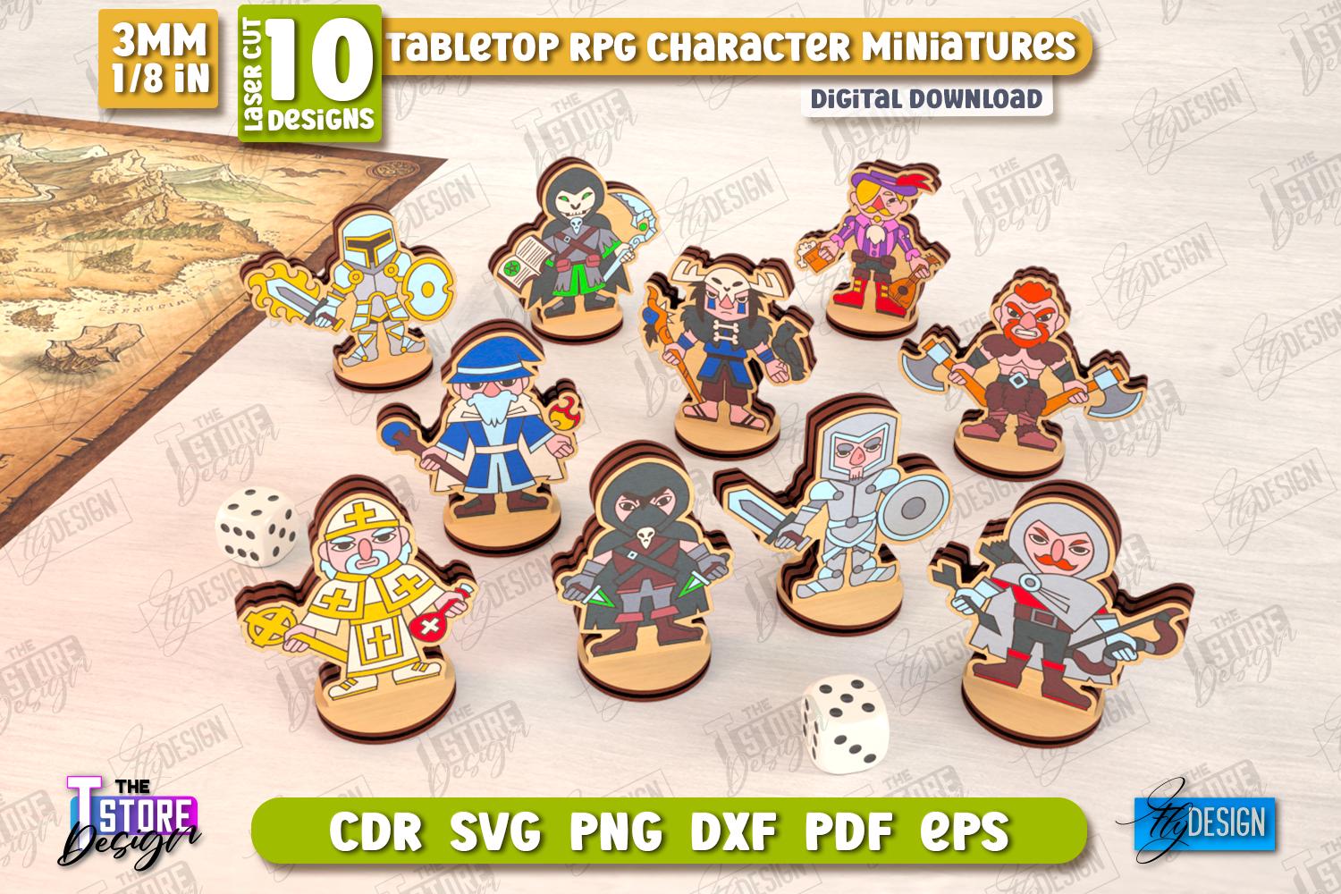 Tabletop Rpg Character Miniatures Lase Cut Bundle, Miniature Starter ...