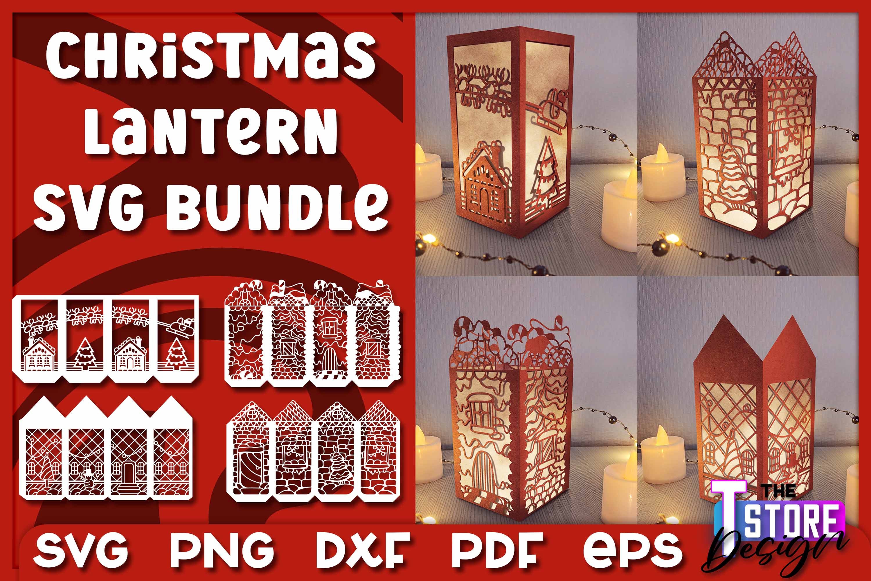 Christmas Lantern SVG Bundle Paper Cut SVG Christmas - Etsy