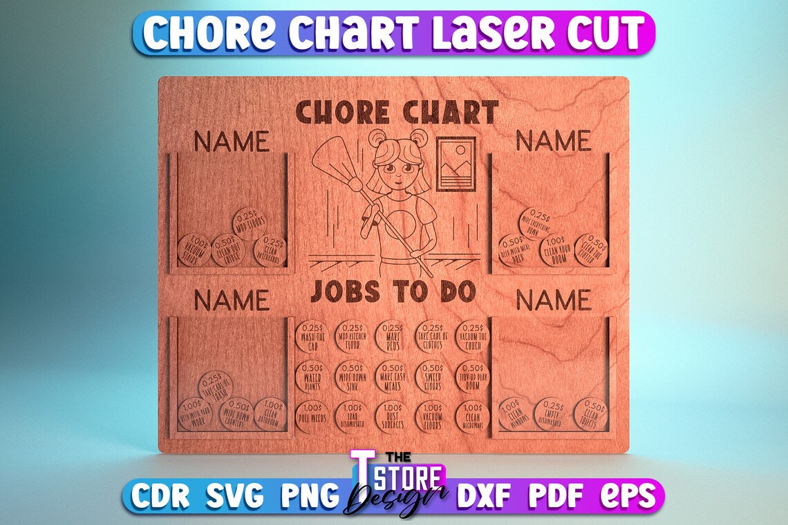 Chore Chart Laser Cut SVG Bundle | Chore Chart SVG Design | Laser Cut ...