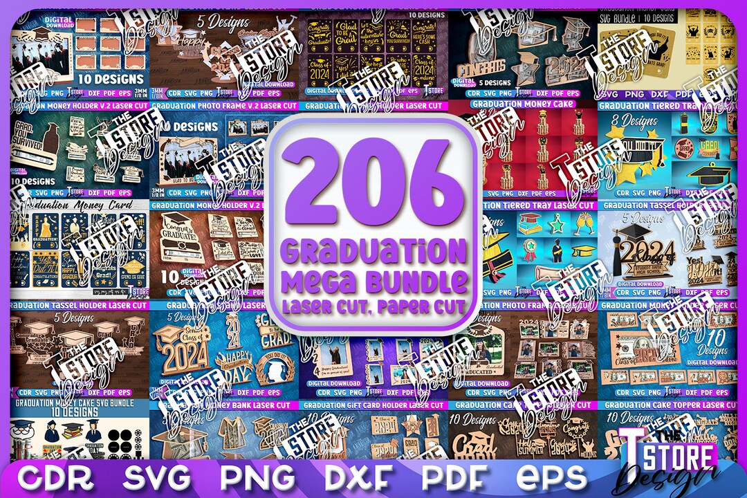 Graduation Mega Bundle | Mega Grad SVG Bundle | Class of 2024 Laser Cut ...