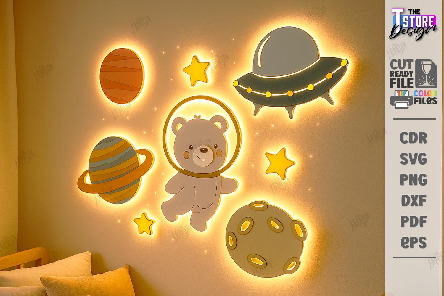 3d Kids Nursery Luminous Wall Decor Laser Cut Bundle, Kids Led Night ...
