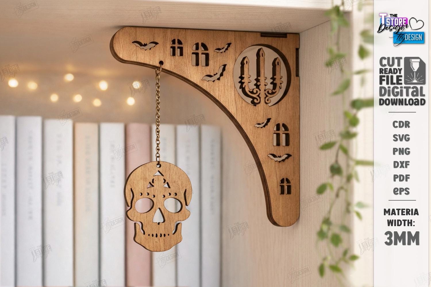 Wooden Bookshelf Corner Bracket SVG - Decorative Shelf Support Laser ...
