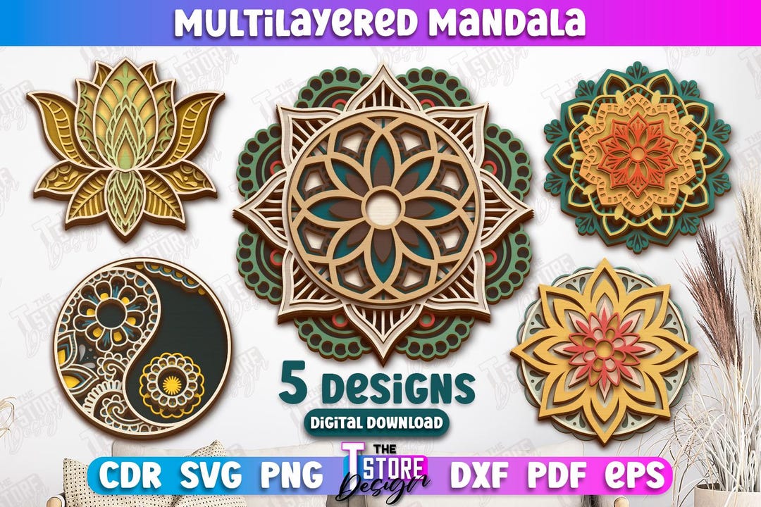 Layered Mandala Laser Cut Bundle, Multilayer Mandala Laser Cut Files ...