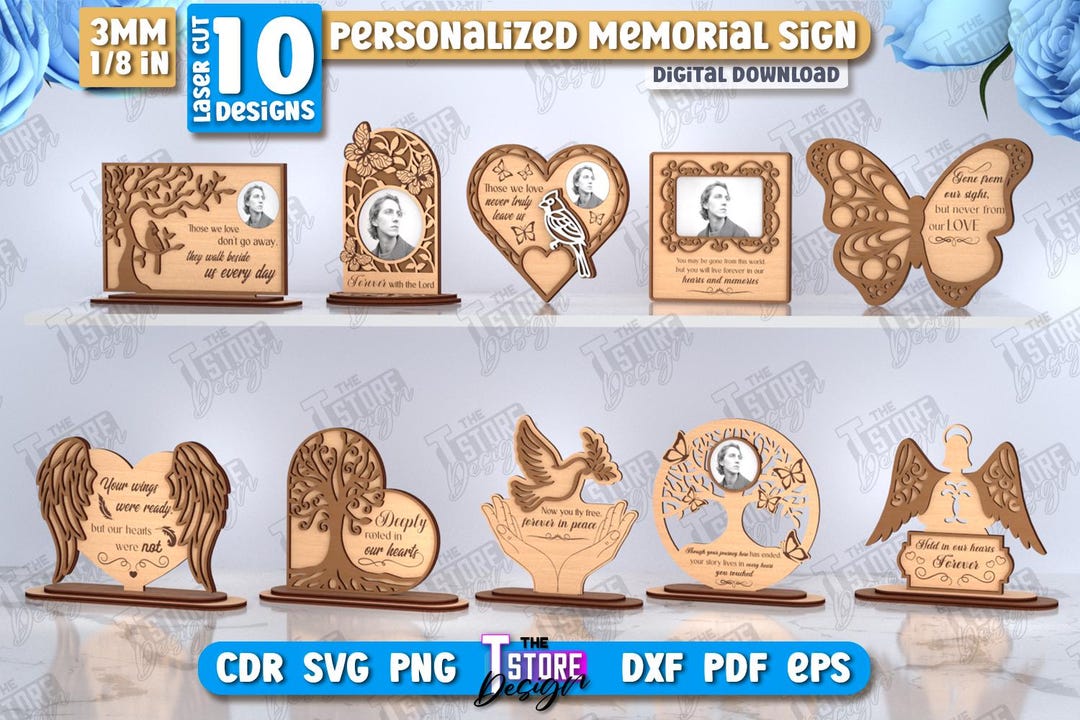Personalized Memorial Signs Laser Cut Bundle, Memorial Plaques, Elegant ...