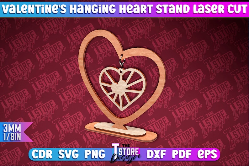 Valentine's Hanging Heart Stand Laser File | Heart Stand Laser Design ...