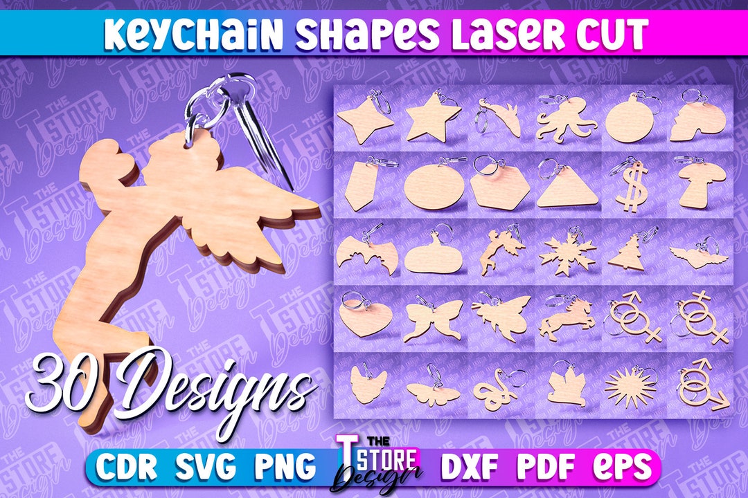 Keychain Shapes Laser Cut Bundle Shapes Keychain Laser Cut SVG Bundle ...