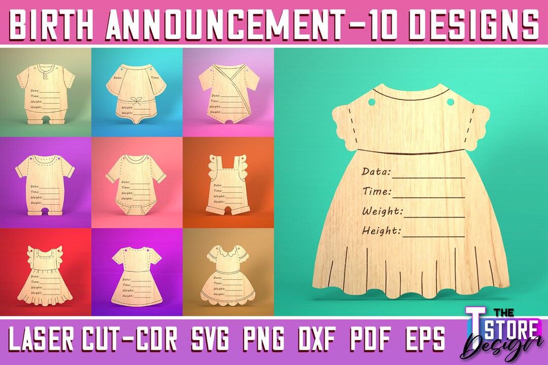 Birth Announcement Laser Cut SVG Bundle | Birth SVG Design | Laser Cut ...