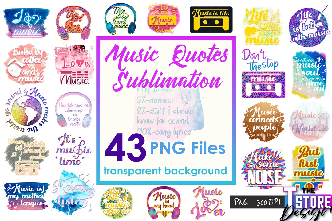 Music Quotes Sublimation Bundle | Funny Sublimation Design - Etsy