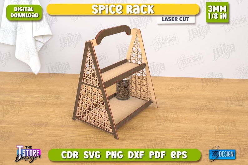 Spice Rack Lasercut Bundle, Wooden Spice Caddy, Kitchen Spice ...