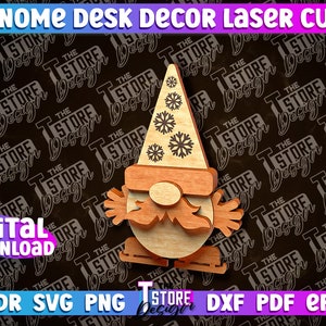 Gnome Desk Decor Laser Cut Gnome SVG Design Laser Gnome Stand SVG ...