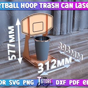 Basketball Hoop Trash Can Laser Cut, Office Basketball Trash Can ...