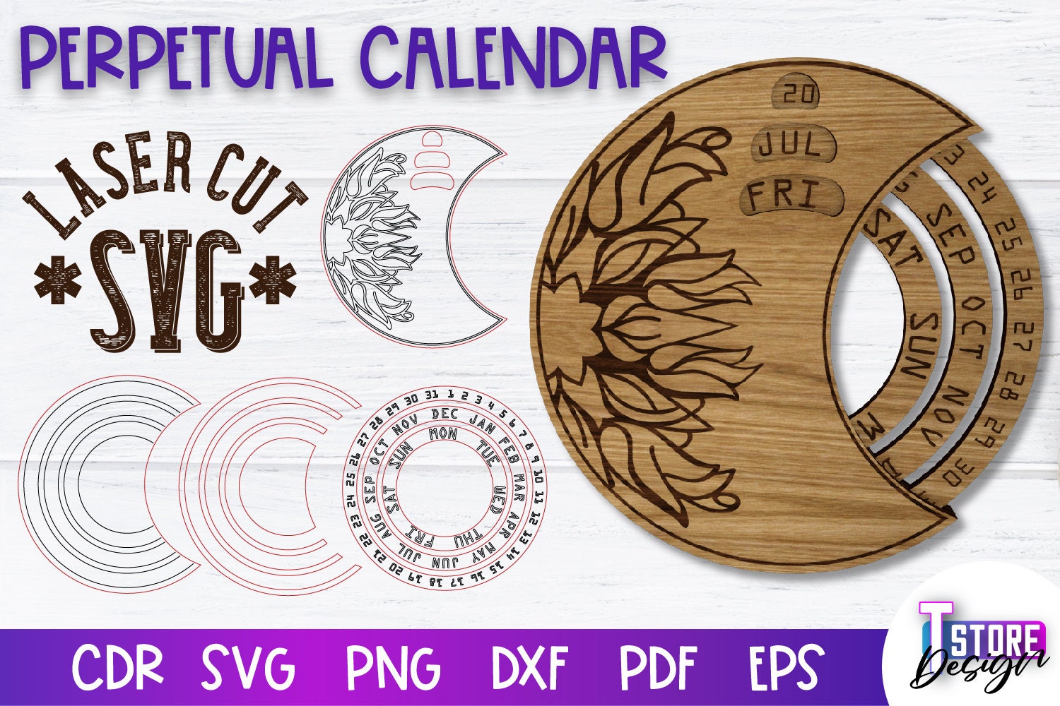 Perpetual Calendar Laser Cut SVG Bundle Calendar SVG Design - Etsy