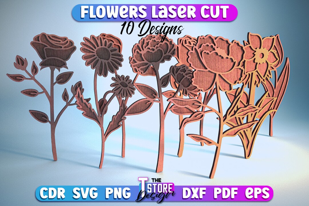 Flowers Laser Cut SVG Bundle | Flower SVG Design | Laser Cut Files ...