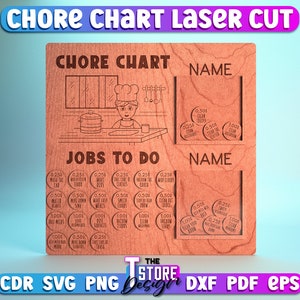 Chore Chart Laser Cut SVG Bundle | Chore Chart SVG Design | Laser Cut ...