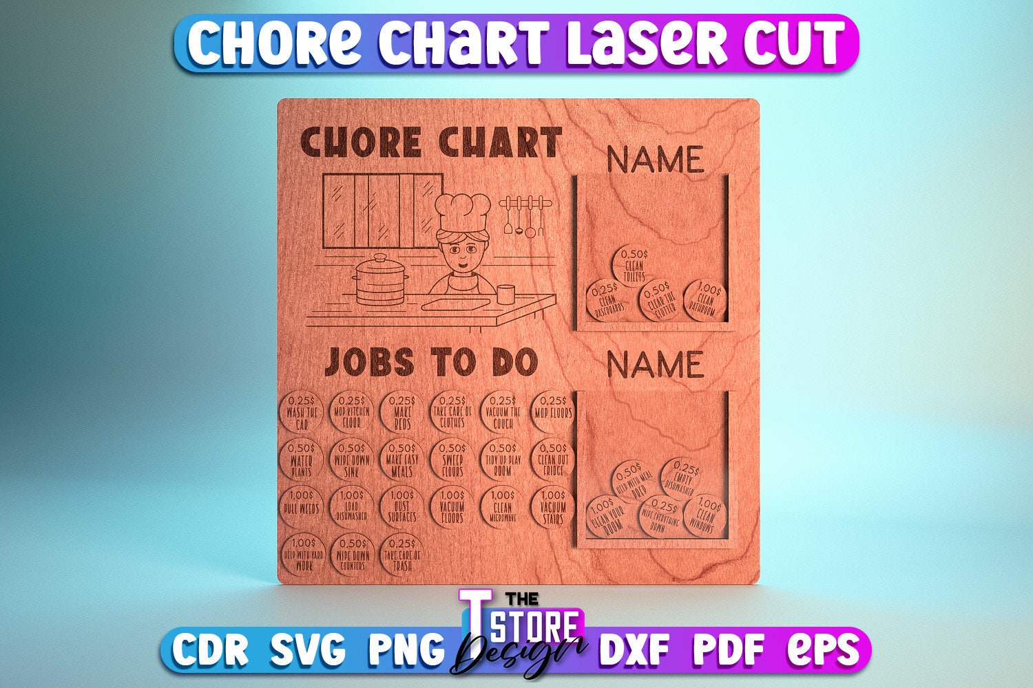 Chore Chart Laser Cut SVG Bundle | Chore Chart SVG Design | Laser Cut ...