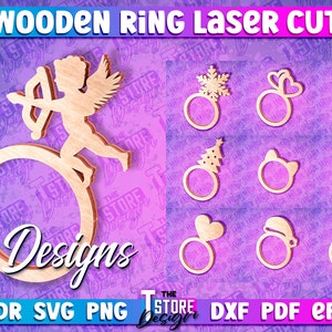 Wooden Ring Laser Cut SVG Bundle | Wooden Finger Ring SVG Design | CNC ...