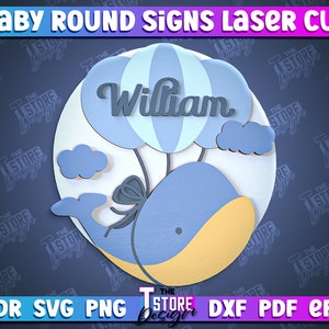 Baby Name Sign SVG Bundle | Nursery Round Sign Animals | Personalized ...