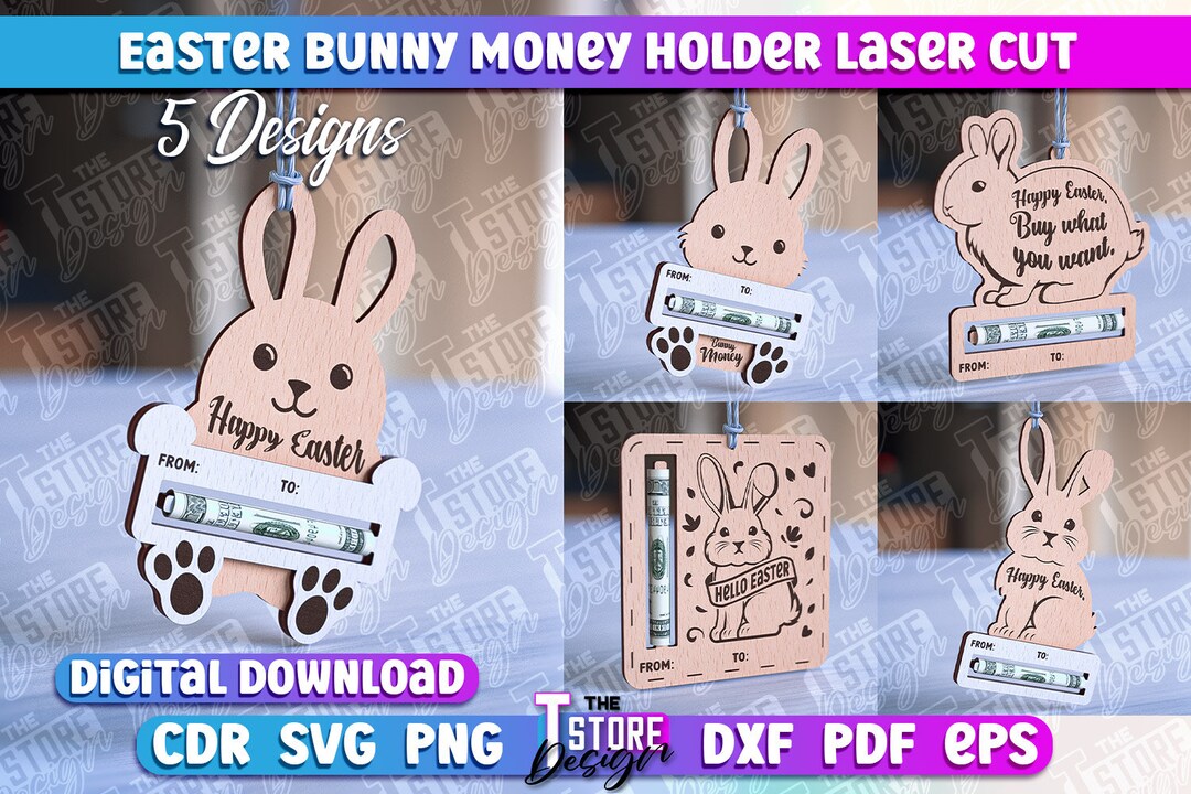 Easter Bunny Money Holder | Happy Easter Bunny Money Holder Laser Cut ...