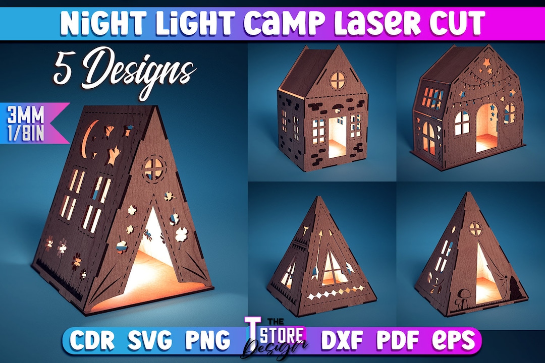 Night Light Camp Laser Cut SVG | Night Light SVG Design | Camp Laser ...