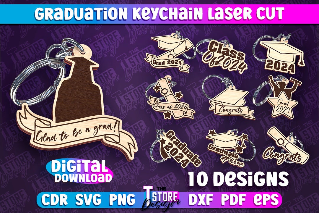 Class of 2024 Keychain Laser Cut SVG Bundle, Graduation 2024 Keychain ...