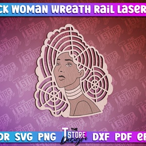Wooden Diva Wreath Rail. Afro Head Rail. Black Woman Wreath Rail ...