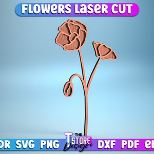 Flowers Laser Cut SVG Bundle | Flower SVG Design | Laser Cut Files - Etsy