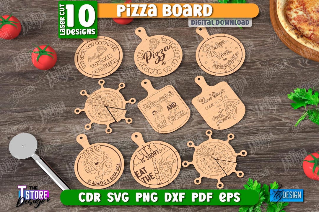 Pizza Board Laser Cut Bundle, Pizza Cutter, Kitchen Decor, Engraved ...