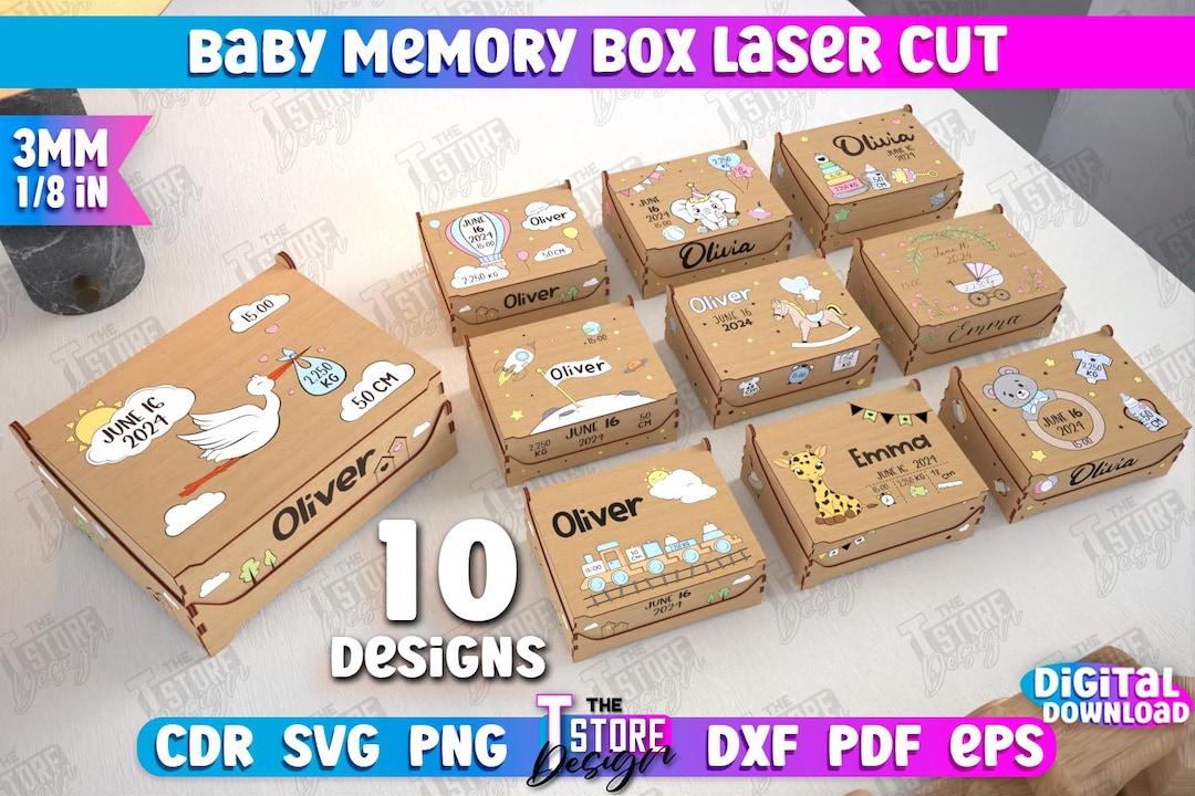 Personalized Baby Memory Box Lasercut Bundle, Reminder Box, 3D Baby Box ...