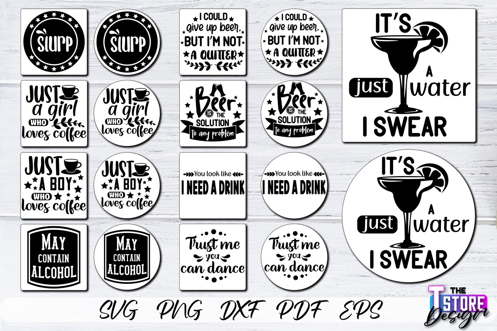 Coasters SVG Bundle Coffee Quotes Design Funny Quotes - Etsy