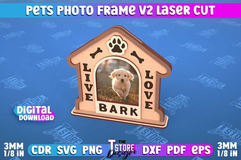 Pets Photo Frame Laser Cut Bundle | Dog Photo Frame SVG Design | Cat ...