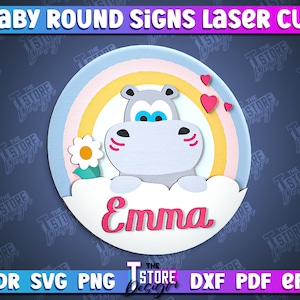 Baby Name Sign SVG Bundle | Nursery Round Sign Animals | Personalized ...