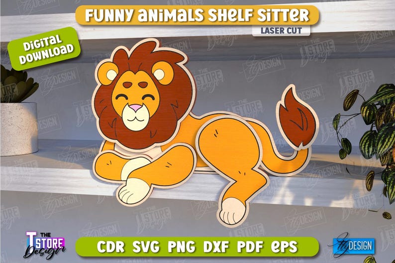 Funny Animals Shelf Sitters Laser Cut Bundle, Nursery Decor, 3d Cute ...