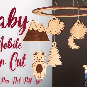Baby Mobile SVG Laser Cut Bundle | Baby Mobile SVG Design | Laser Cut ...