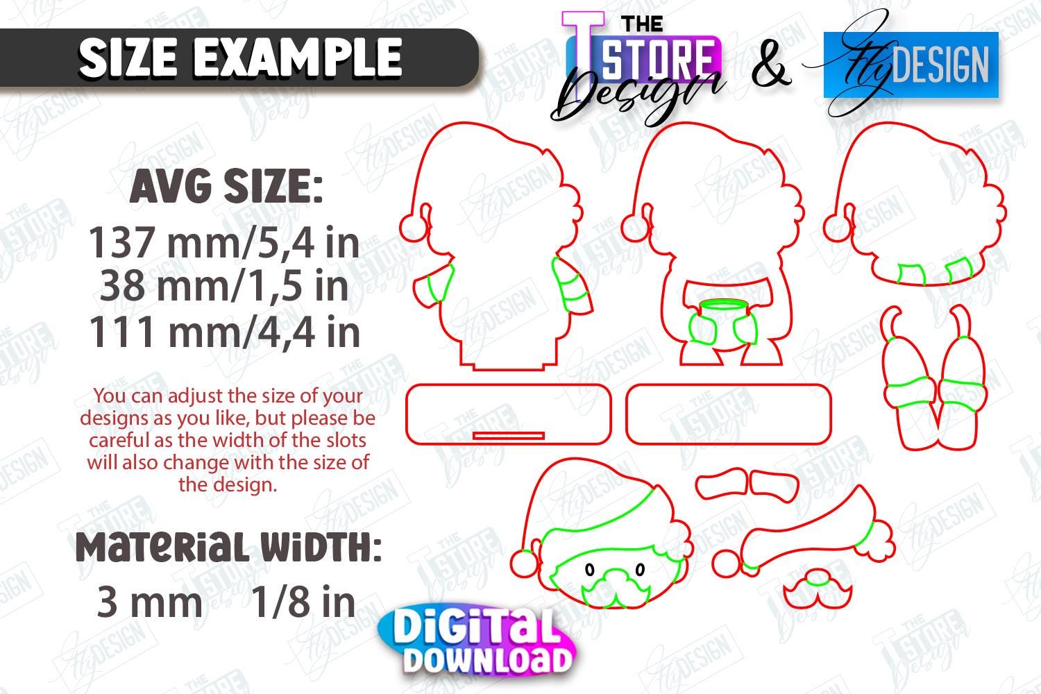 3d Funny Christmas Characters Laser Cut Bundle, Xmas Shelf Sitters ...