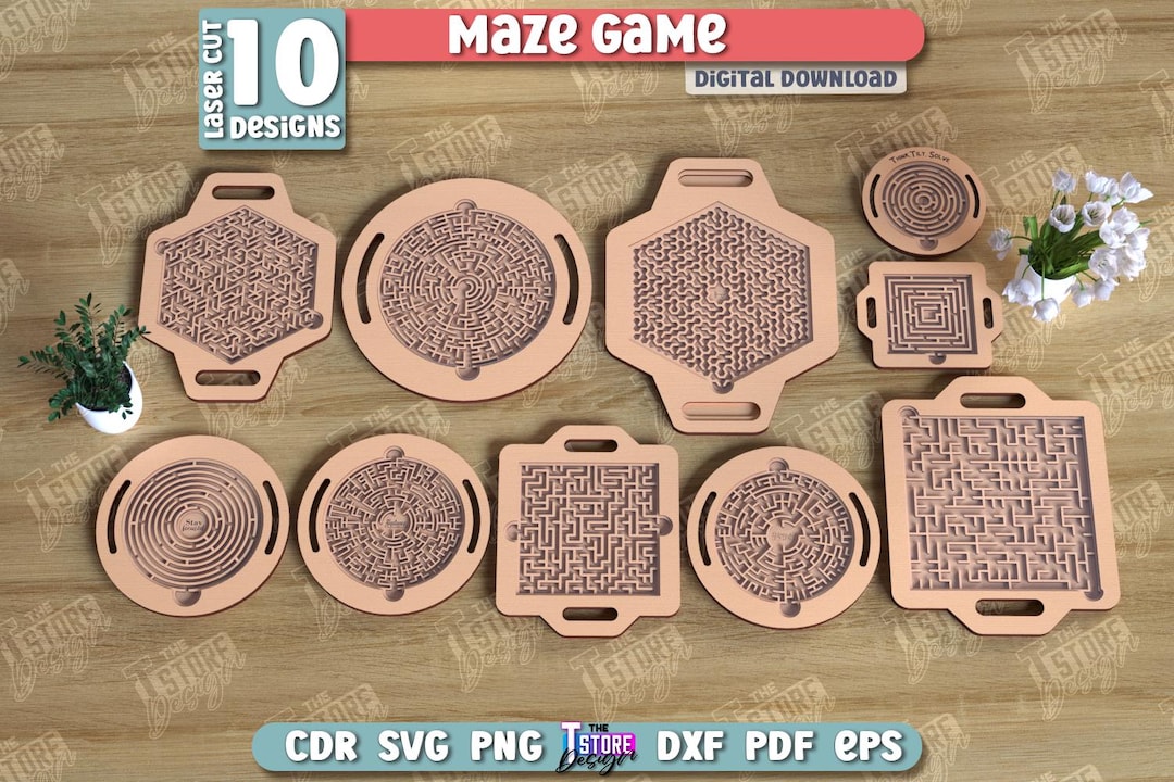 Wooden Maze Game Laser Cut Bundle, 3d Labyrinth Maze Toys, Maze Puzzle ...