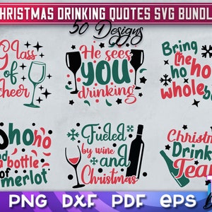 Christmas Drinking Quotes SVG Bundle | Christmas Design - Etsy
