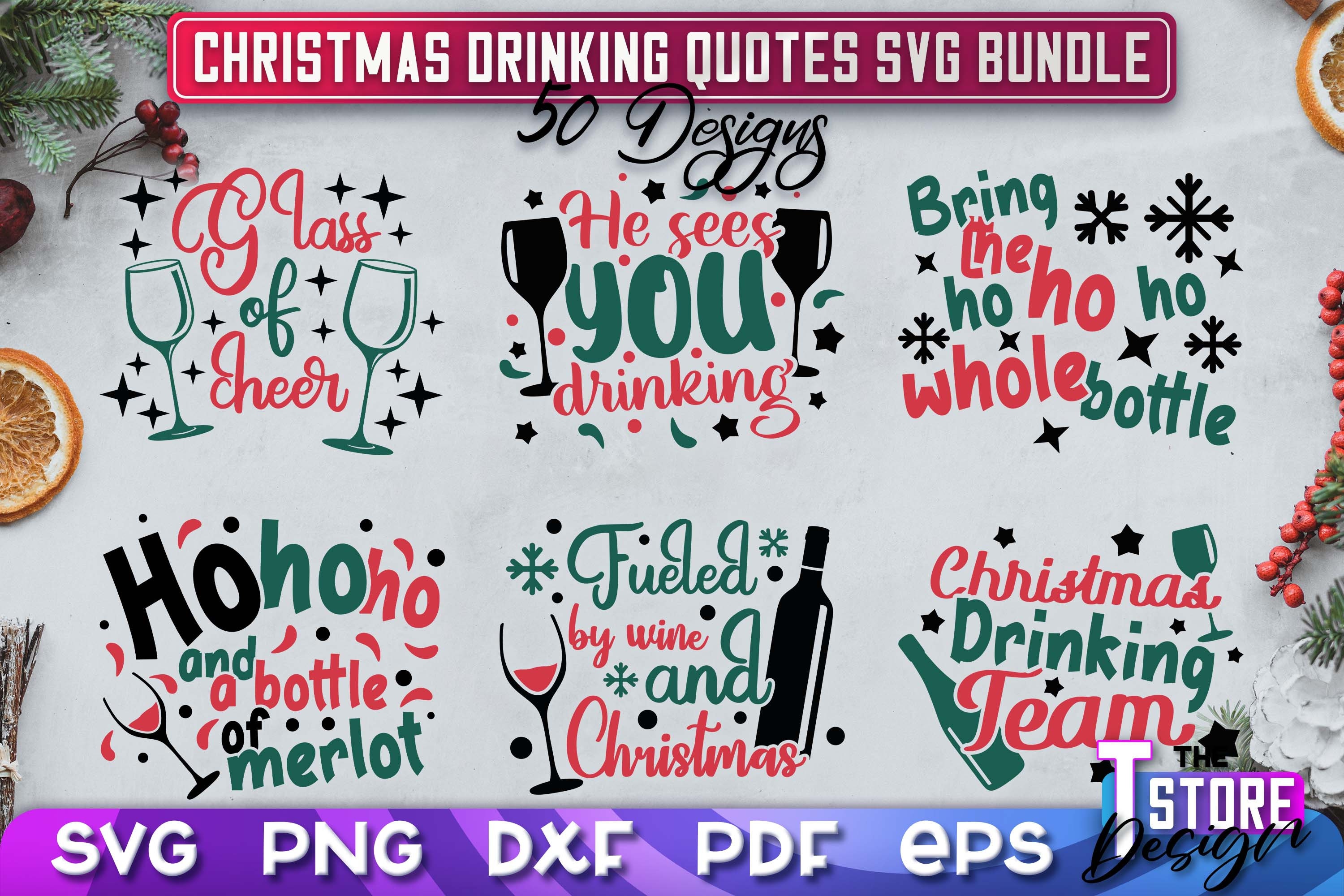 Christmas Drinking Quotes SVG Bundle | Christmas Design - Etsy