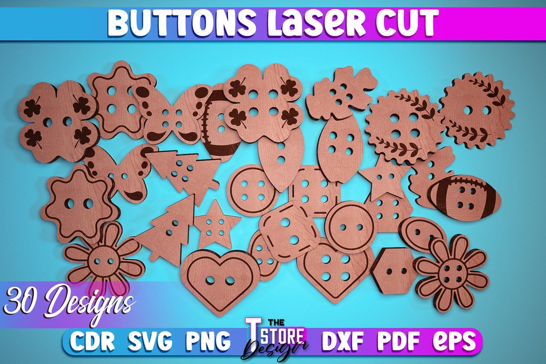 Buttons Laser Cut SVG Bundle | Buttons SVG Design | CNC Files - Etsy