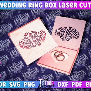 Wedding Ring Box Laser Cut SVG | Wedding Ring Holder SVG Design ...